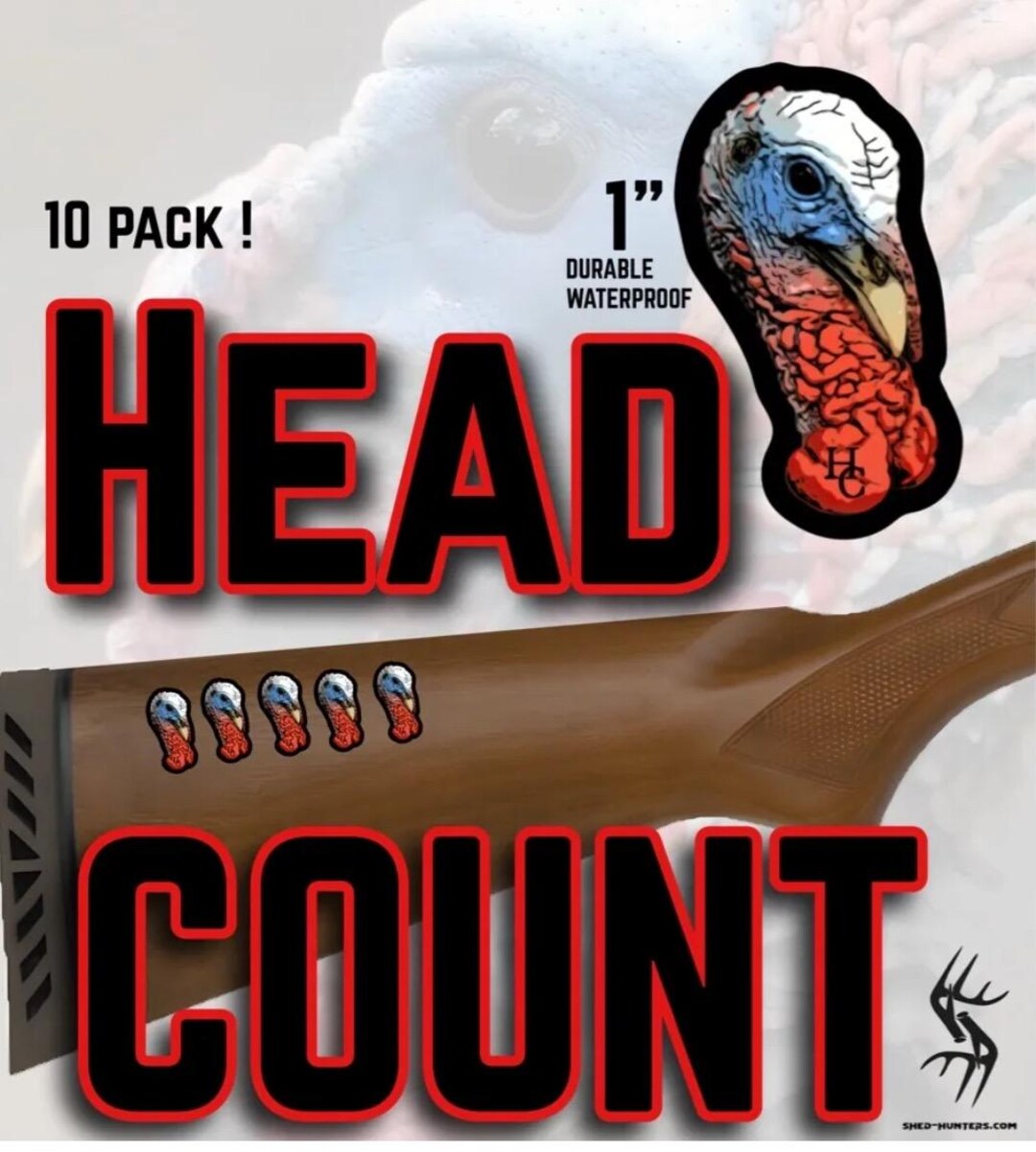 Wild Turkey Head Count Gobbler Hunting Sticker - Etsy