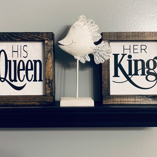 Her King His Queen Two Handmade Rustic Couple Metal Wood | Etsy