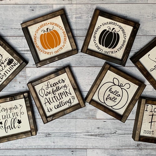 Mini Fall Wooden Sign Fall Wood Sign Home Decor Fall Pumpkin - Etsy