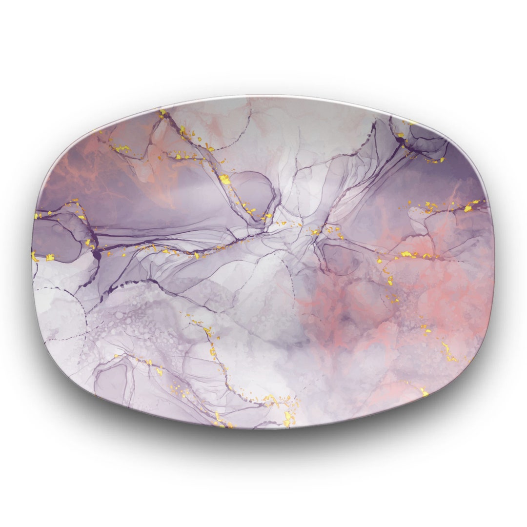 Purple and Gold Watercolor Platter, Unique Decor Gift - Etsy