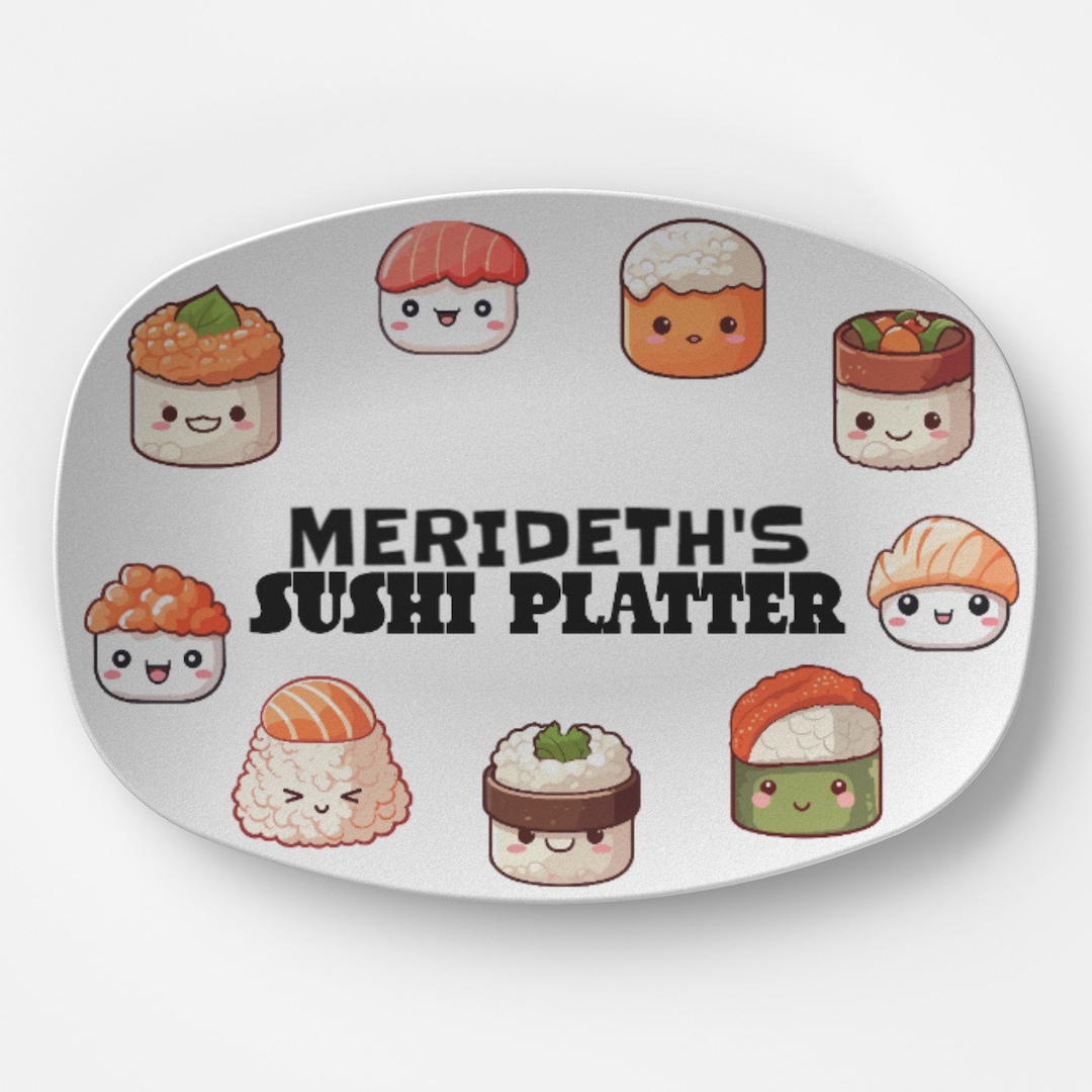 Personalized Sushi Serving Platter, Cute Japanese Food Dish, Kawaii ...