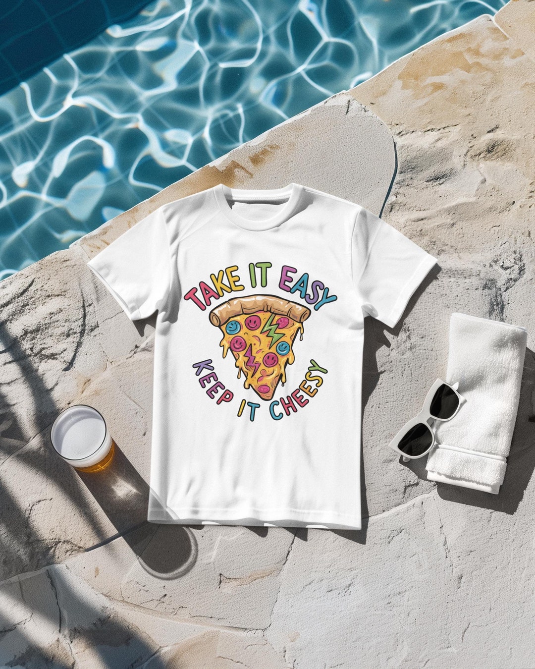 Take It Easy Keep It Cheesy, Funny Graphic Tee, Casual Comfort, Trendy ...