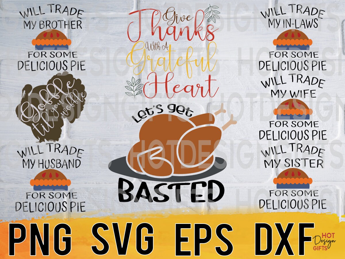 Thanksgiving Bundle Pack 8 Designs Affordable Cheap Package - Etsy