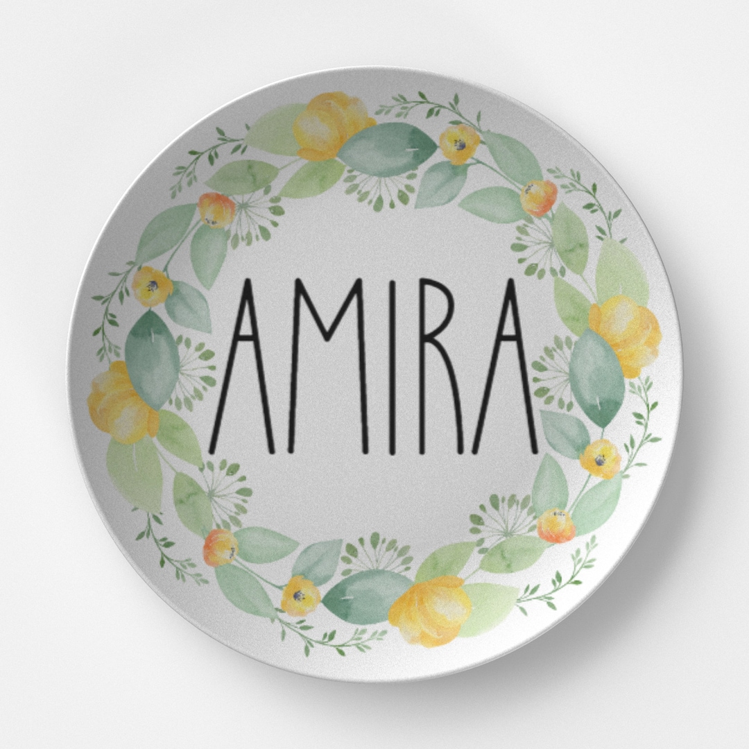 Personalized Name Yellow Floral Plate Gifts, Unique Elegant Plating ...