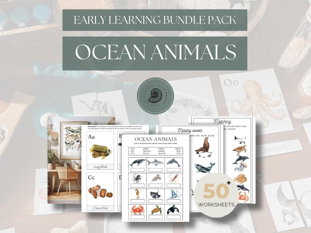 OCEAN ANIMALS Bundle Early Learning Activities | Homeschool Nautical ...