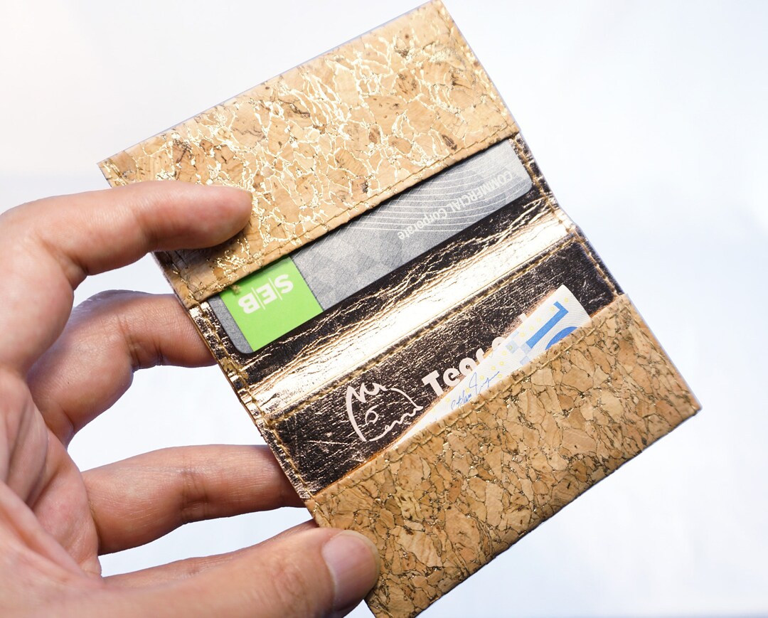 Cork gold Vein Minimalist Wallet / Card Holder - Etsy