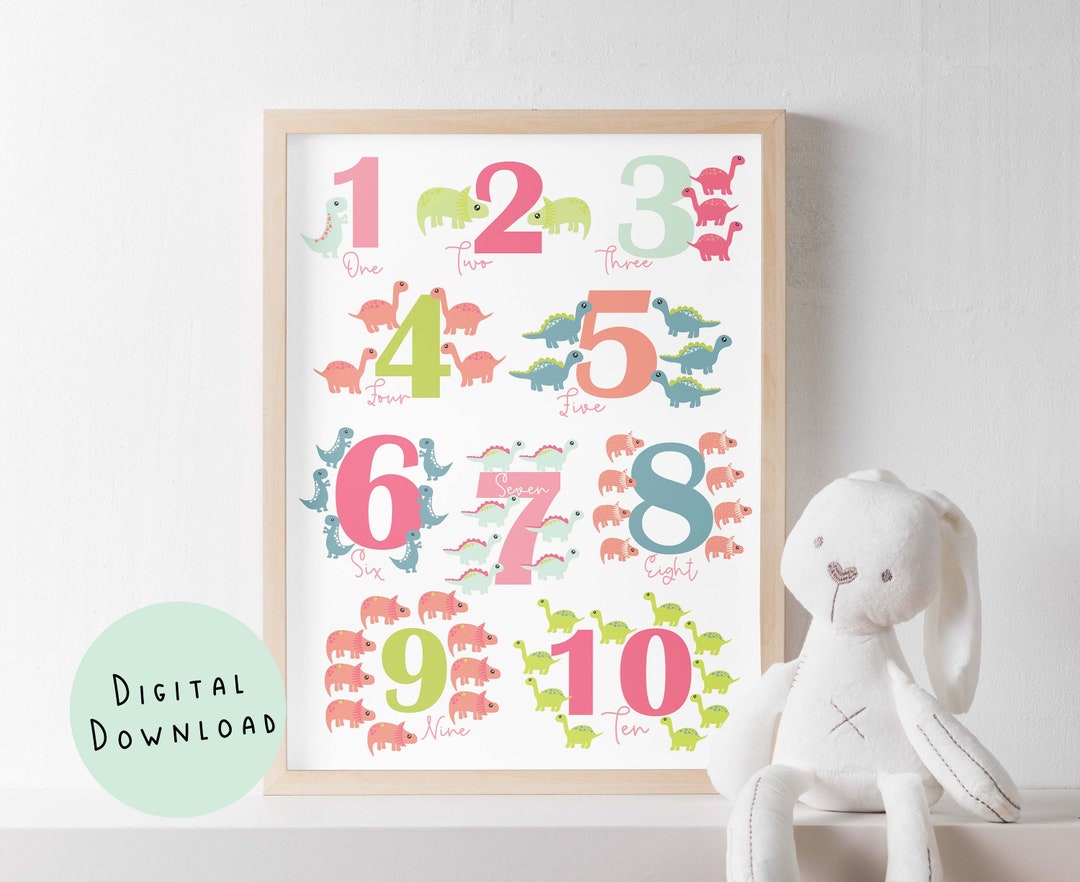 Dinosaurs Numbers Print, Animal Print, Dinosaur Poster, Educational ...
