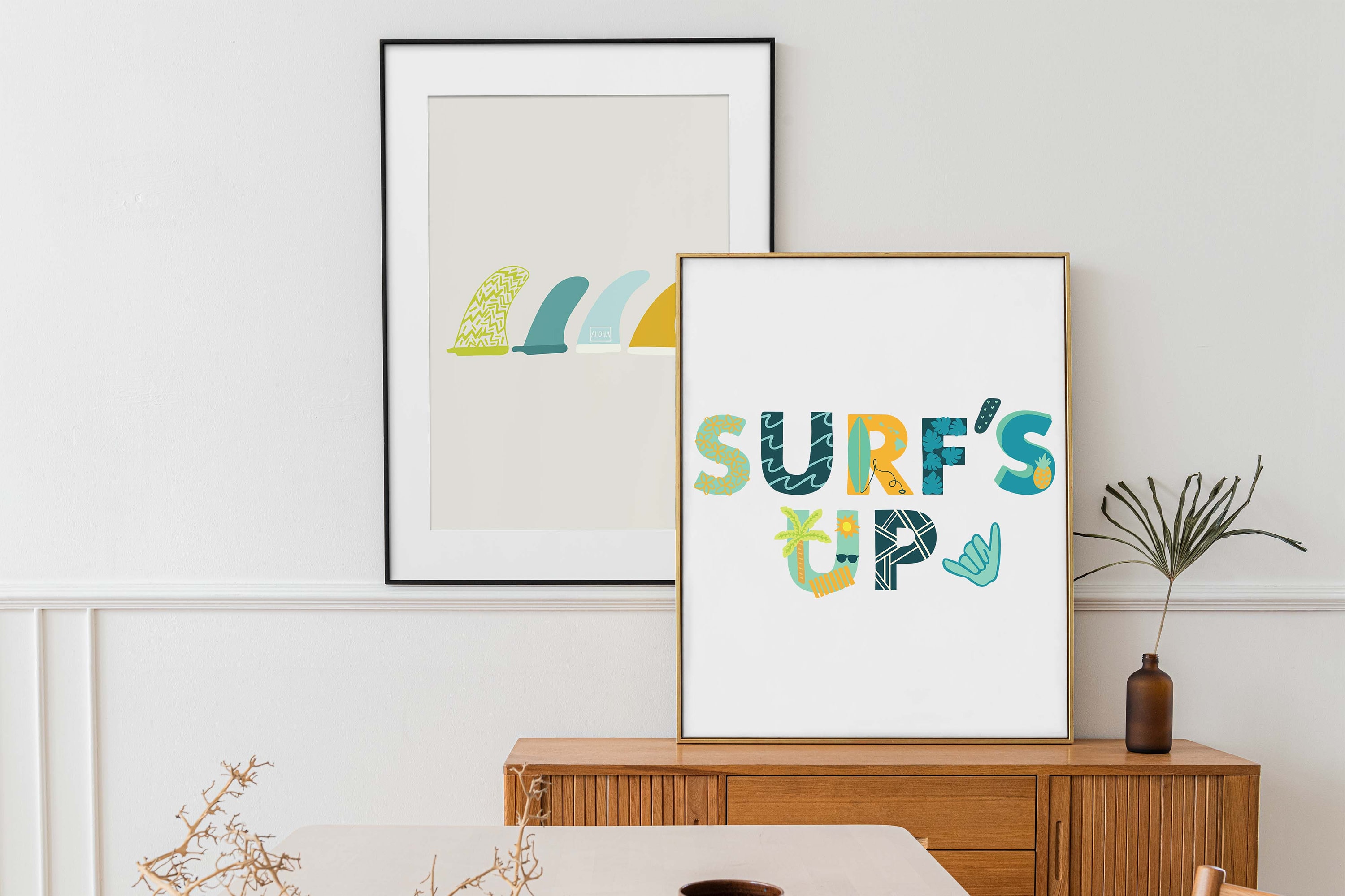 Set of 2 SURF POSTERS Surf Fins I Surf's up I Surfing I Room Decor I ...
