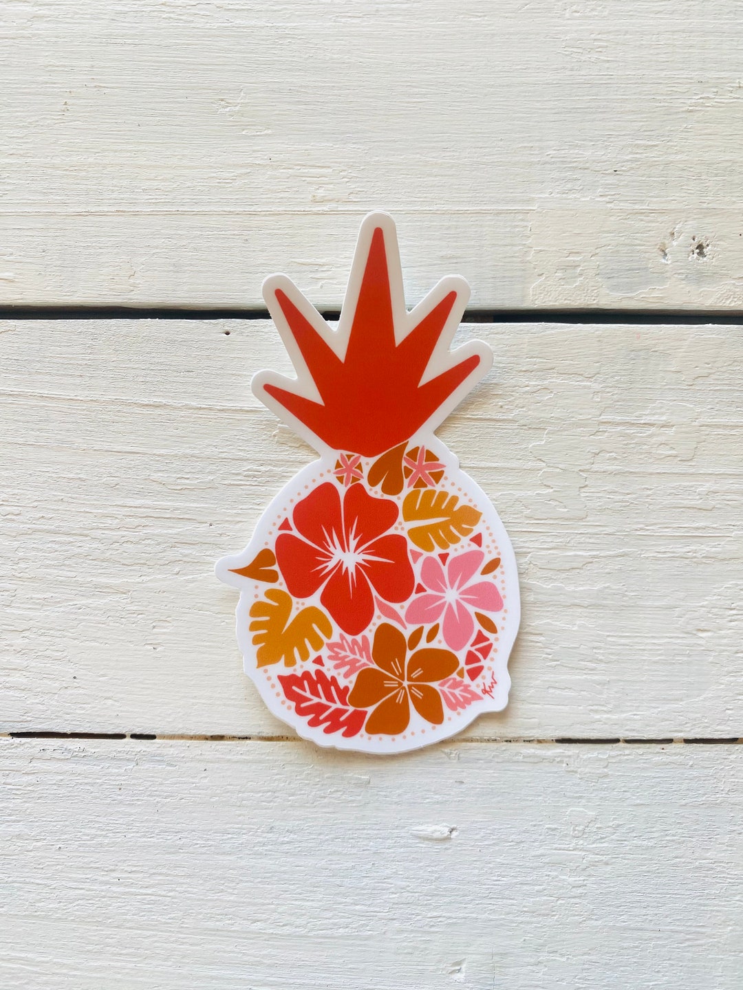 Tropical Aloha Pineapple Sticker Hibiscus, Montera, Startfish, Island ...