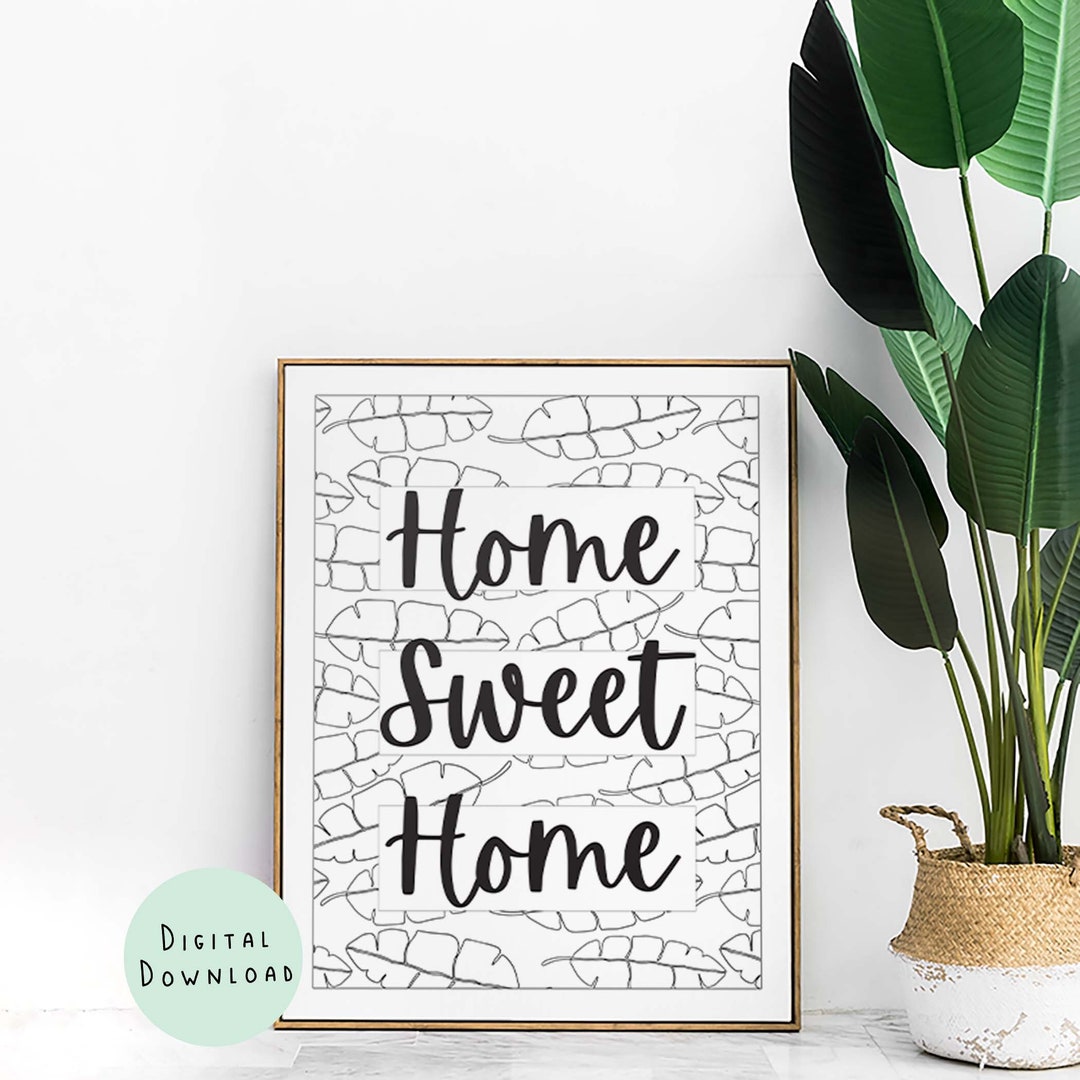 Tropical Banana Leaf Instant Download, Home Sweet Home Downloadable Art ...