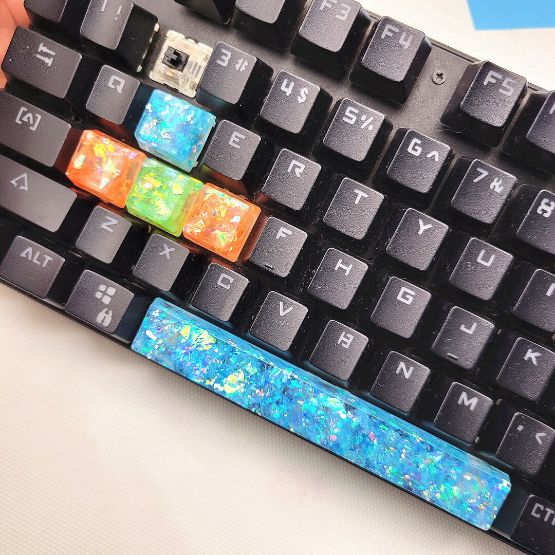 Rainbow Keycap Set, Wasd Game Keycap, Aurora Glitter Resin Keycap ...