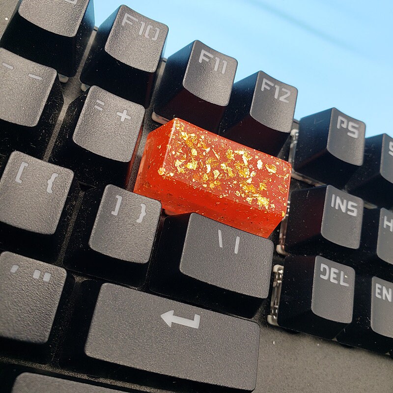Custom keycaps red resin gold foil keycaps cherry blossom MX | Etsy