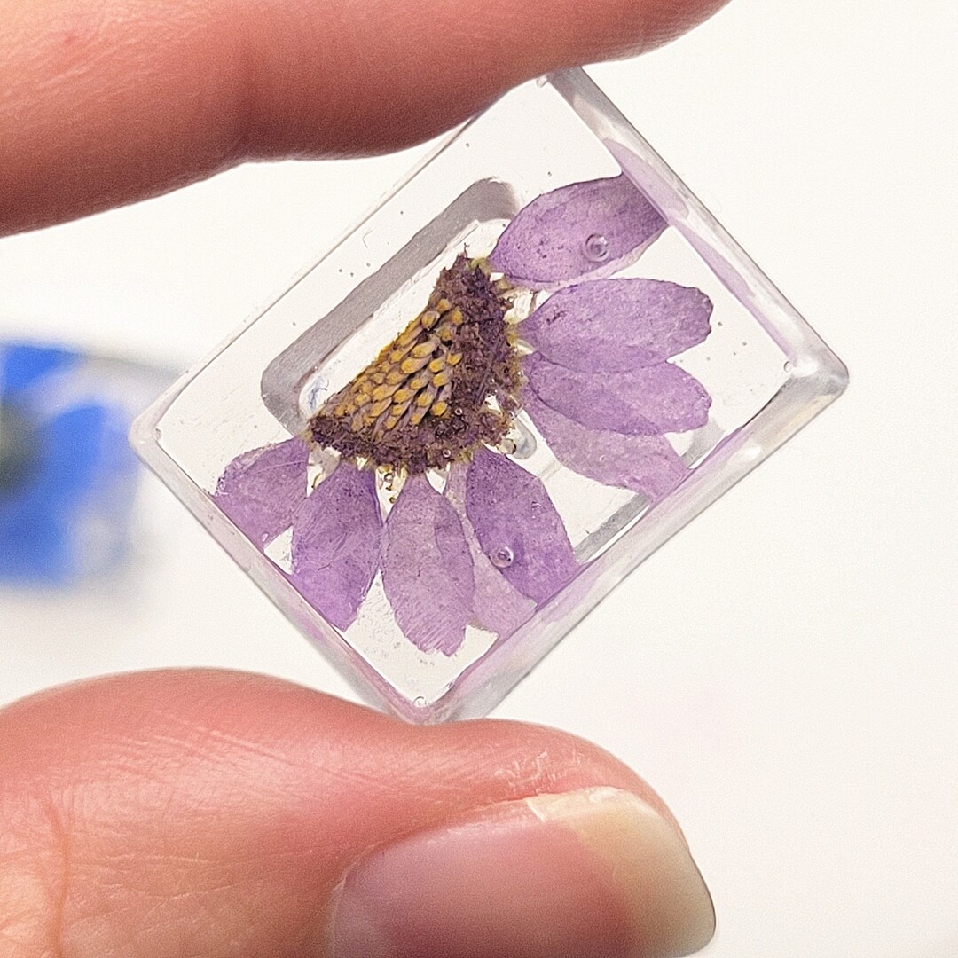 Purple Small Daisy Resin Keycap, Real Flower Key Cap, Mechanical ...