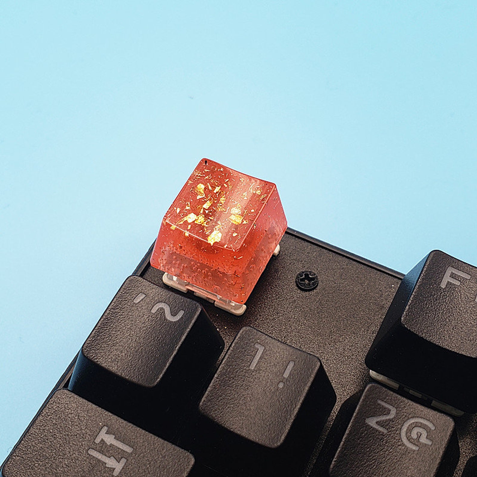 Custom Keycaps Red Resin Gold Foil Keycaps Cherry Blossom MX | Etsy