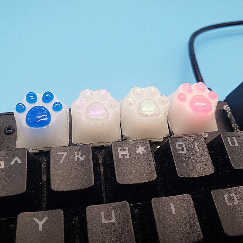 Keyboards & Mice Electronics & Accessories White-Blue Cat Paw Resin ...