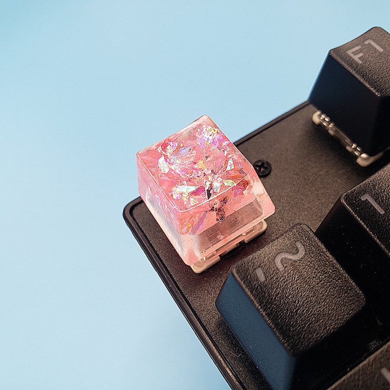 Keycaps-dream pink laser resin keycaps backlit keycaps | Etsy