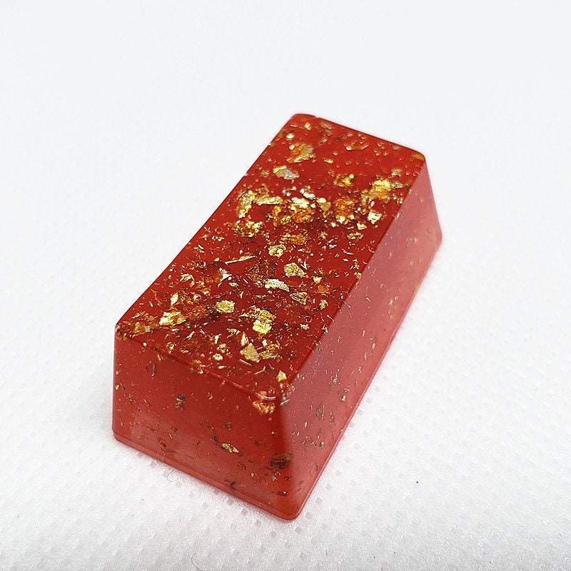 Custom keycaps red resin gold foil keycaps cherry blossom MX | Etsy