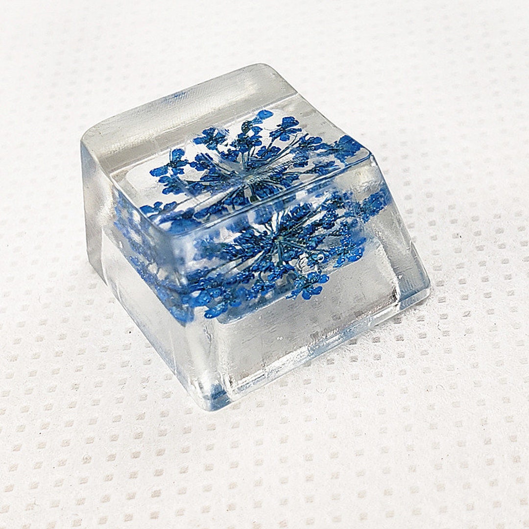 Custom Keycaps, Royal Blue Flower Transparent Resin Keycaps, Backlit ...