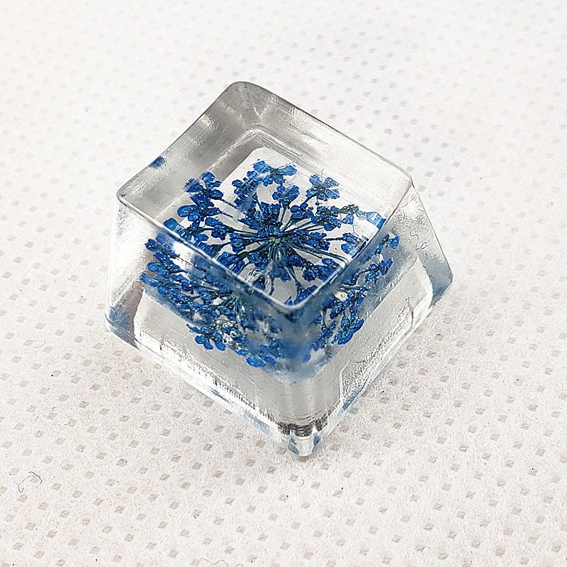 Custom keycaps royal blue flower transparent resin keycaps | Etsy