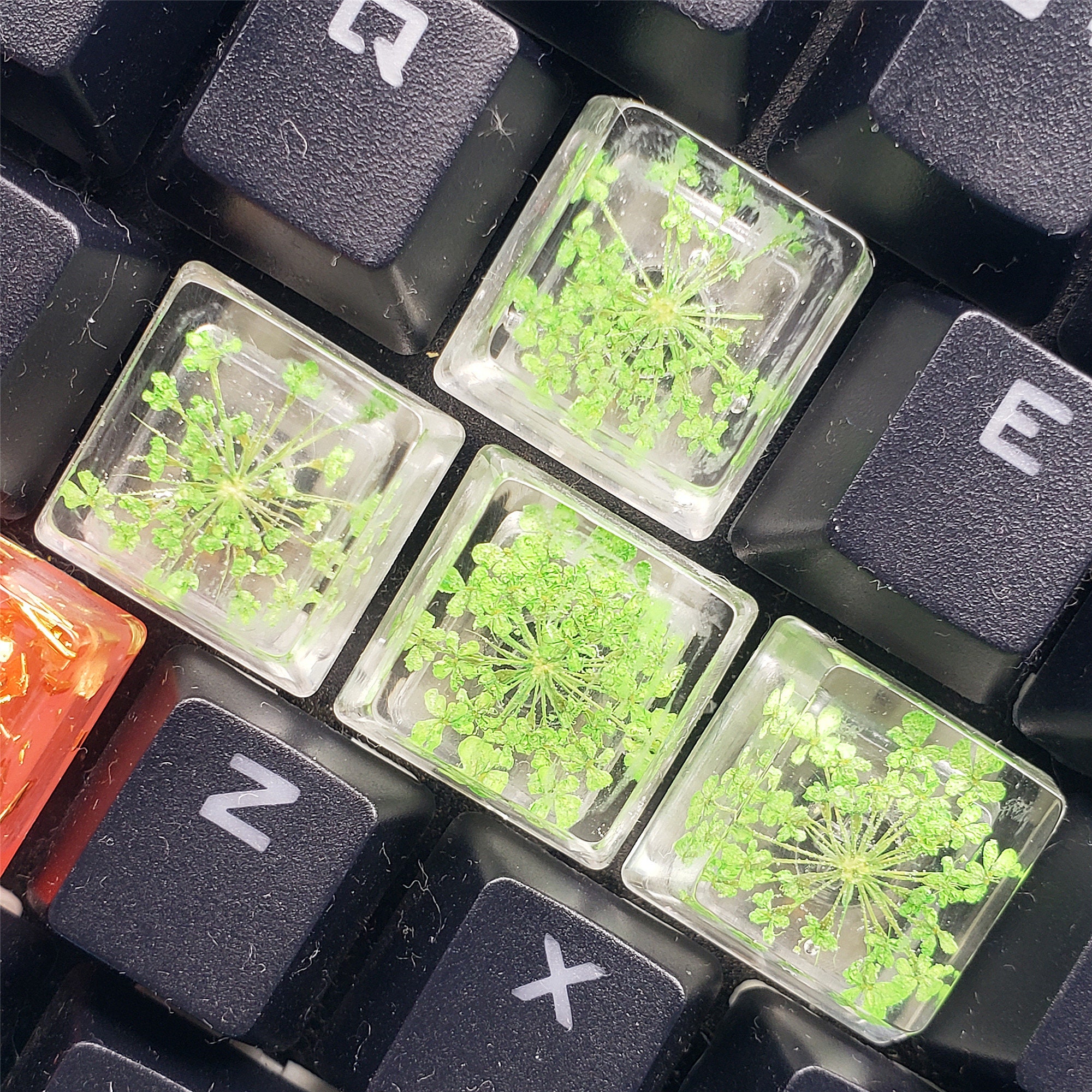 Green Flowers Resin Keycap Set 1u 4PCS Custom Key Cap - Etsy