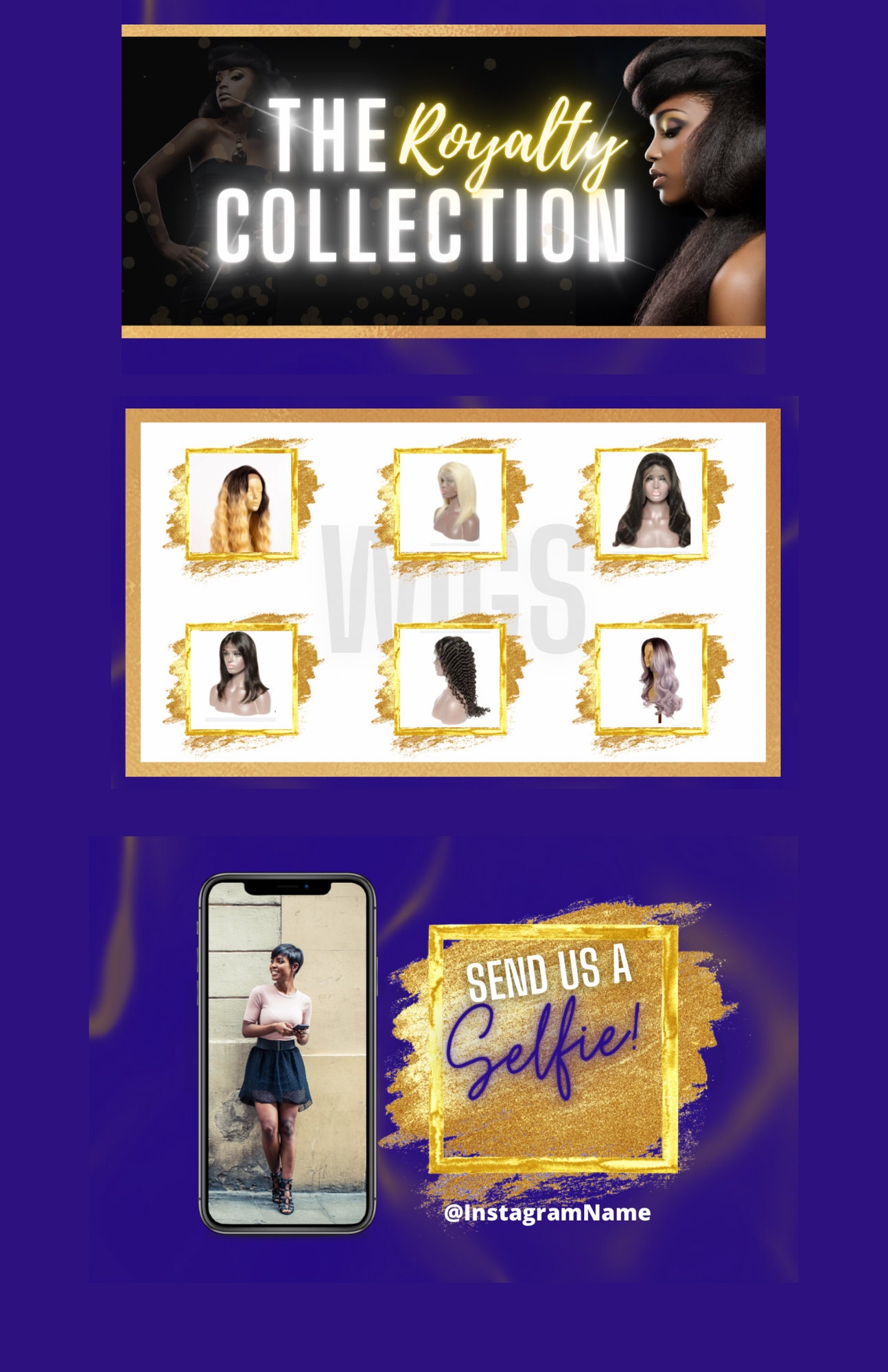 Royal Blue and Gold Canva Banner/templates. Wix Templates. 5 Banners - Etsy