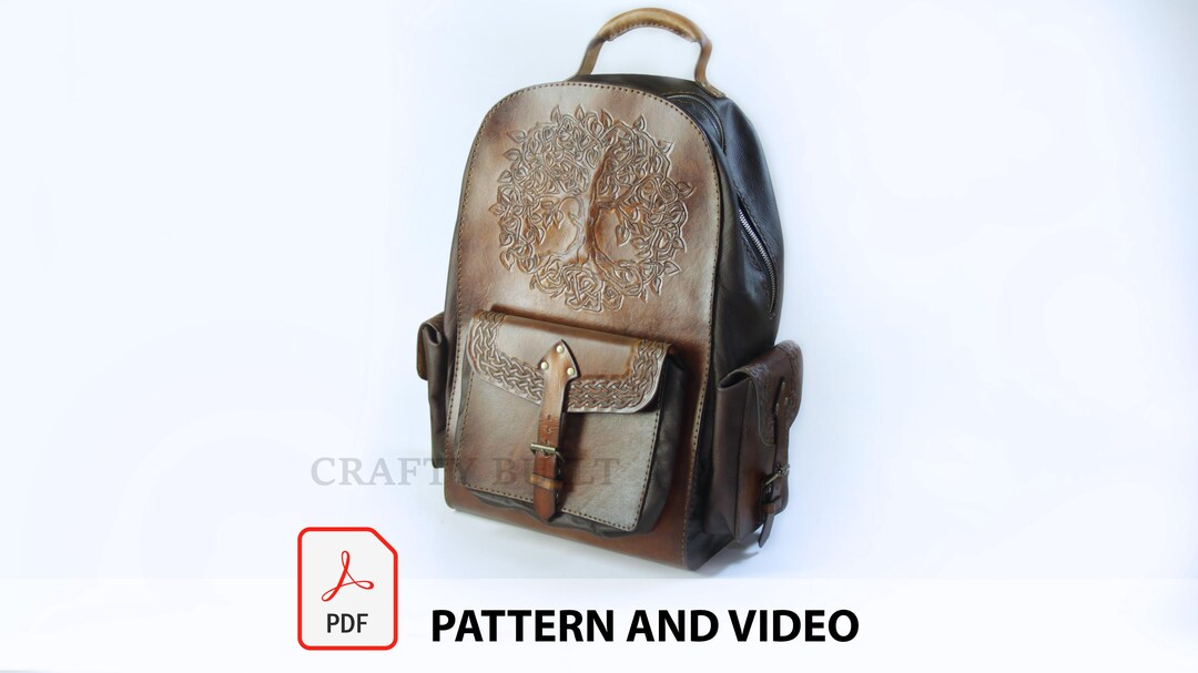 DIY Leathercraft Pattern Template Leather Back Pack Pattern With Unique ...