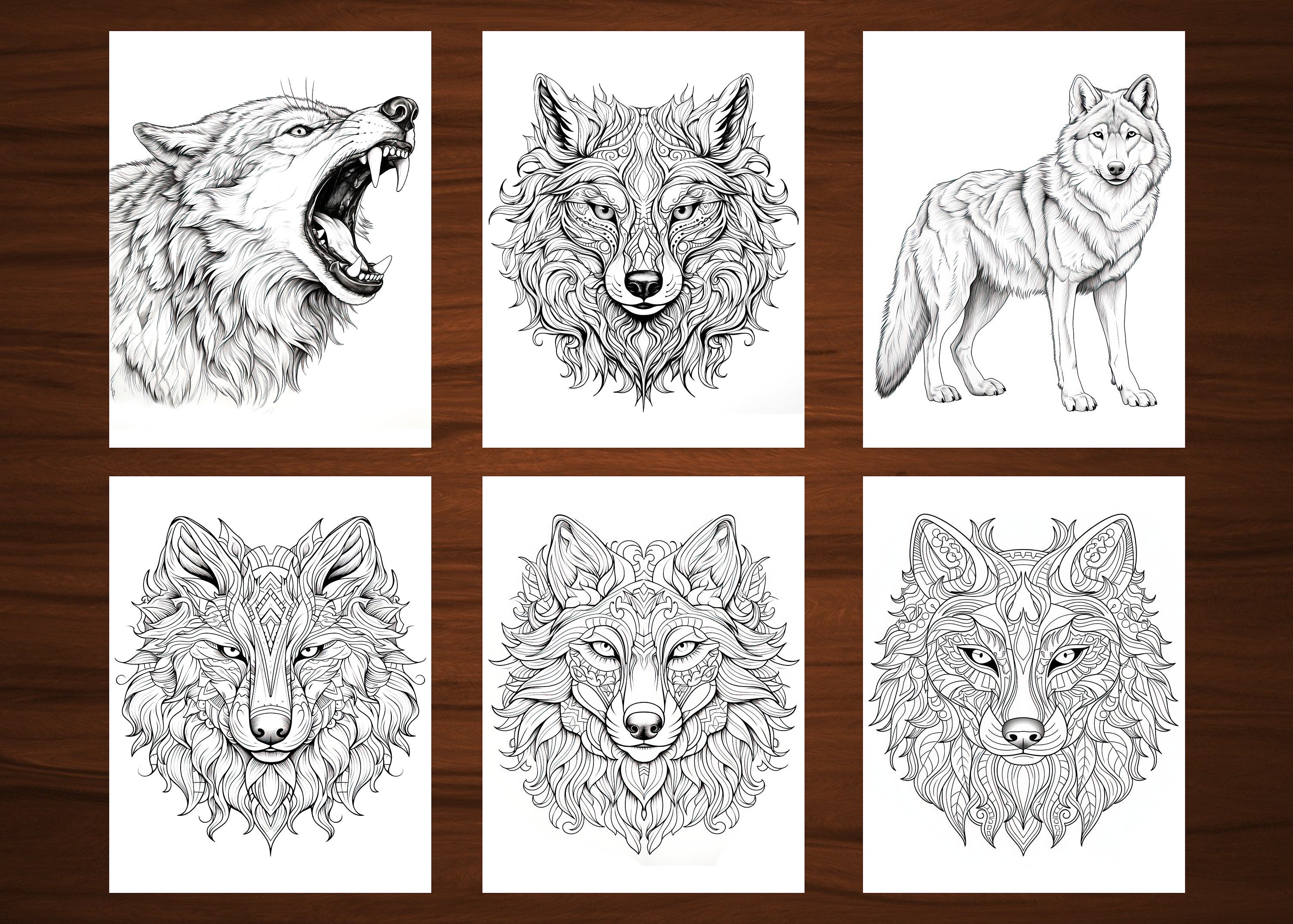 20 Printable Wolf Patterns/coloring Book Pages Leather - Etsy