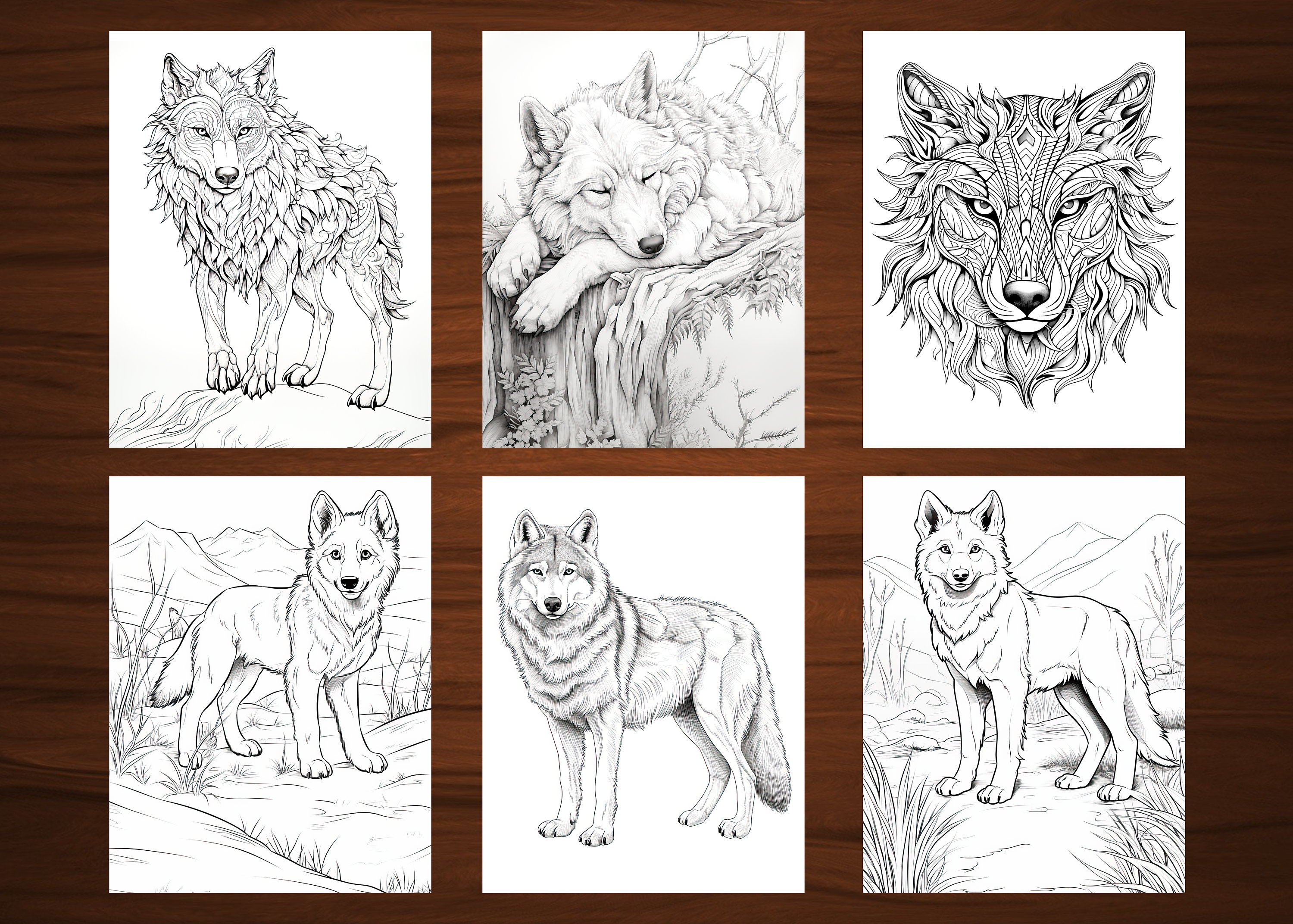 20 Printable Wolf Patterns/coloring Book Pages Leather - Etsy