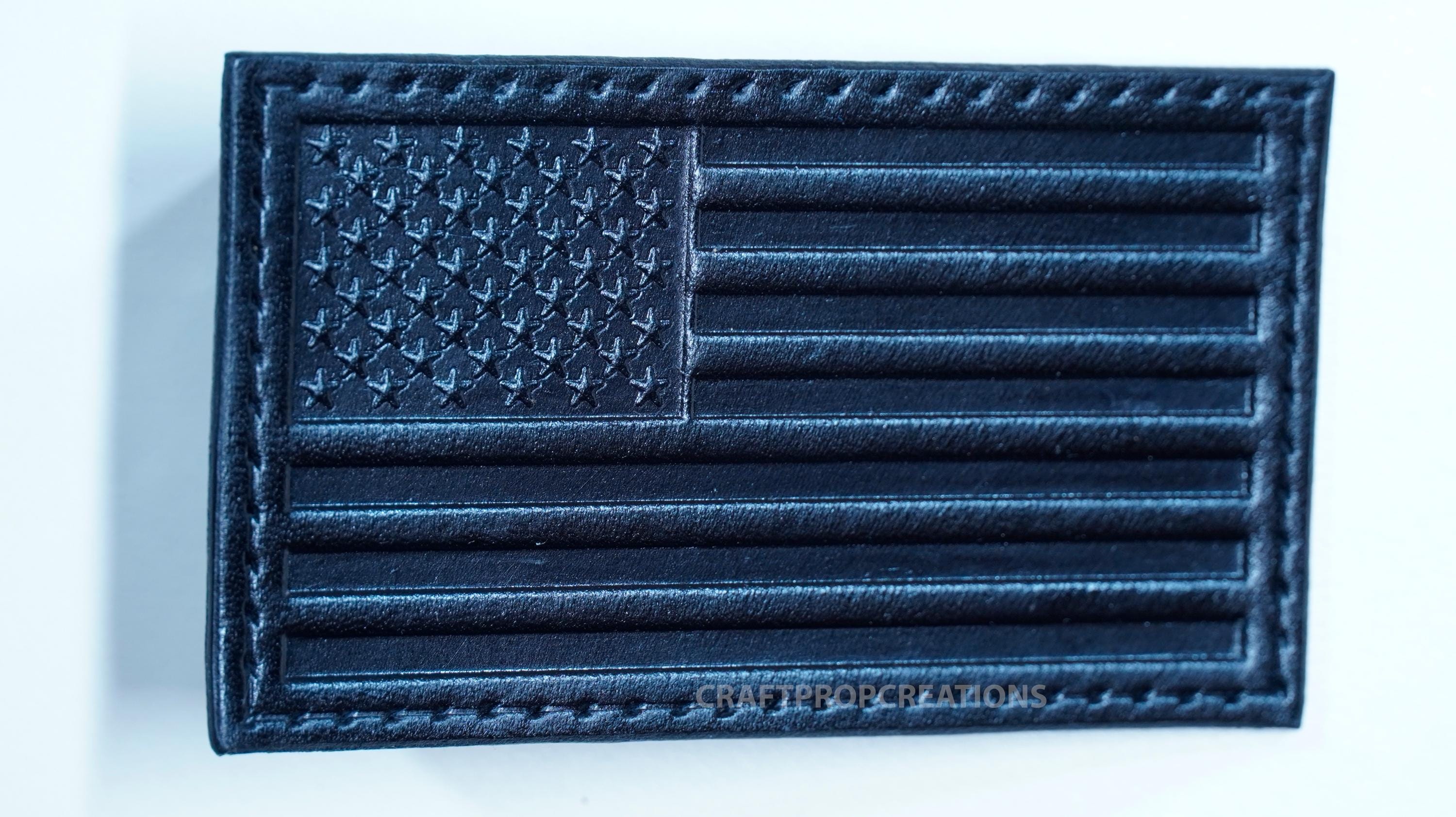Genuine Leather American Flag Embossed Patch 4-5oz Vegtan Leather Patch ...