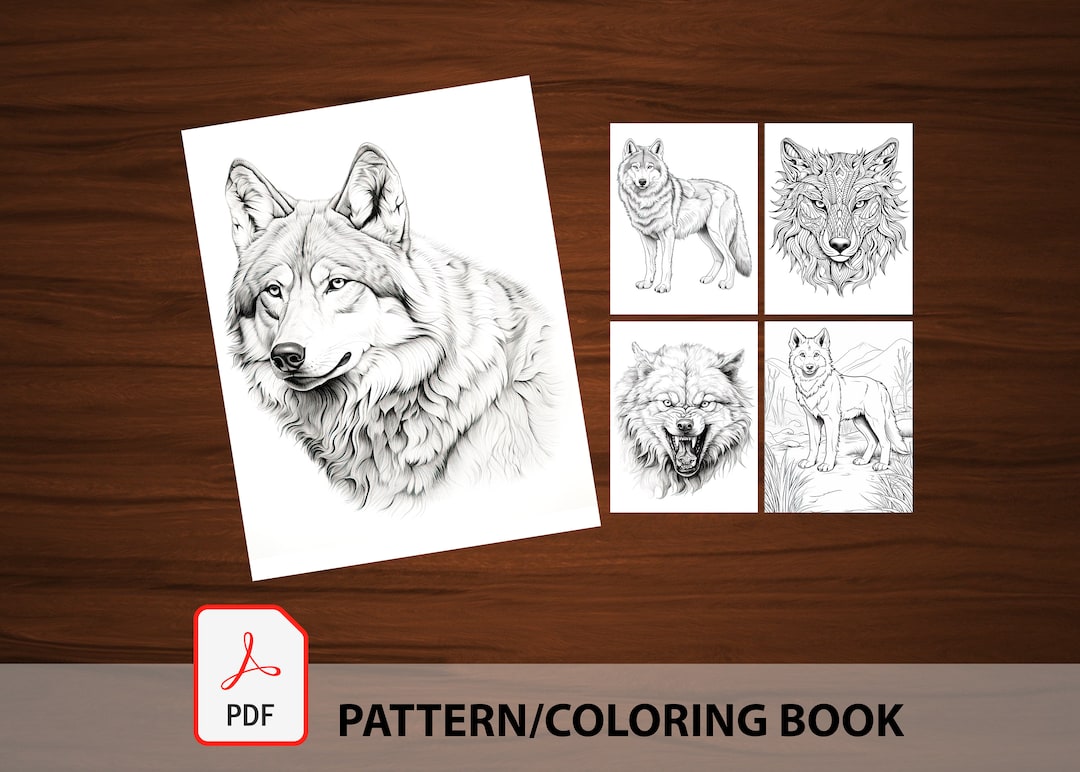 Buy 20 Printable Wolf Patterns/coloring Book Pages, Leather Carving ...