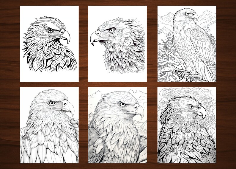 20 Printable Bald Eagle Patterns/coloring Book Pages, Leather Carving ...