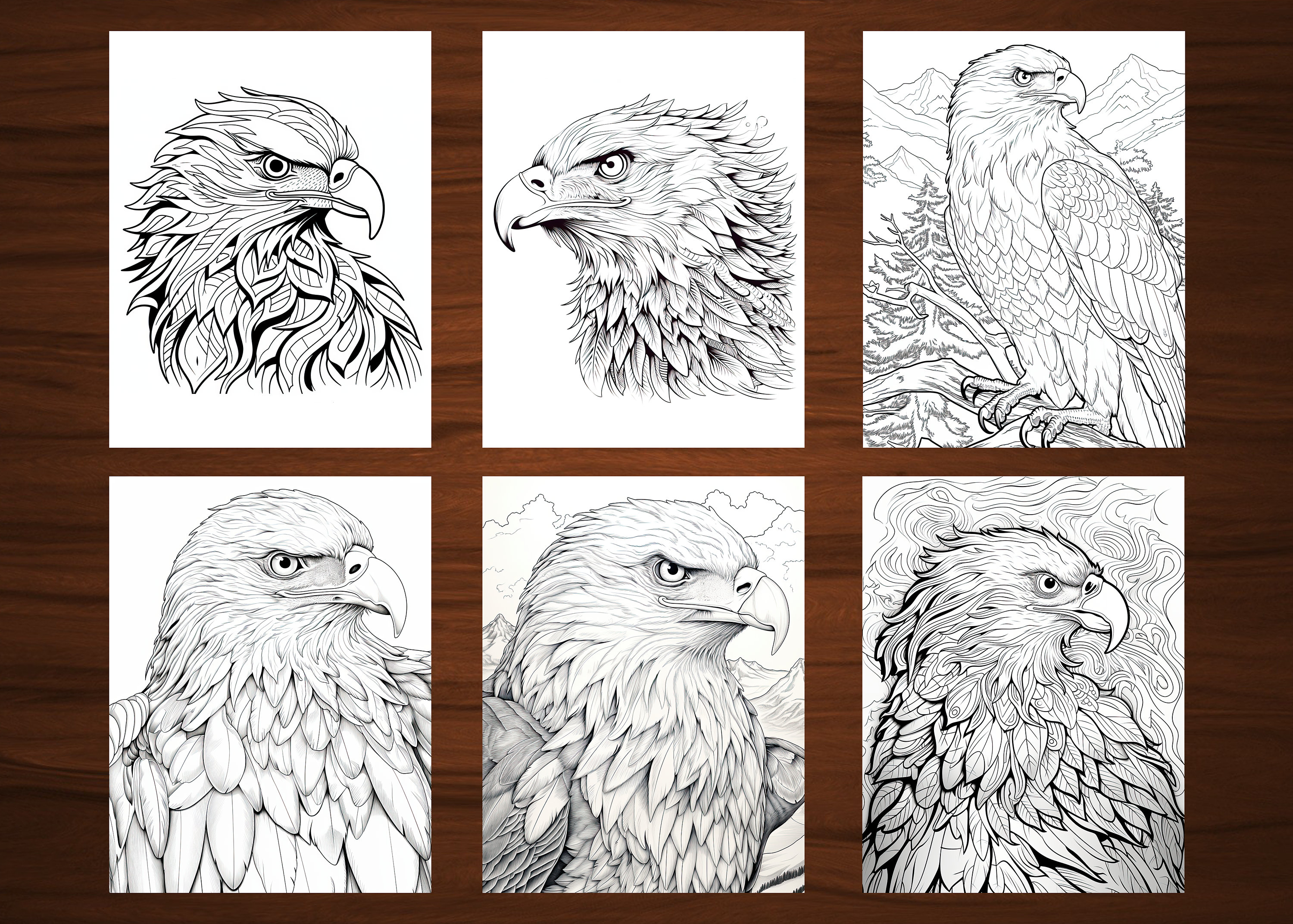 20 Printable Bald Eagle Patterns/coloring Book Pages, Leather Carving ...