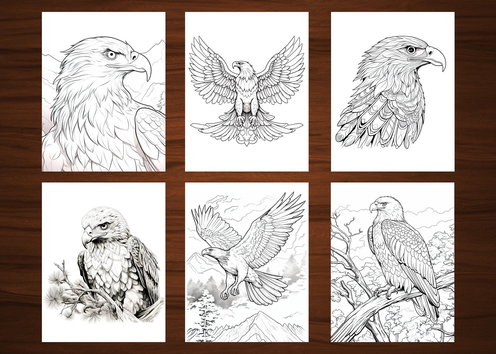 20 Printable Bald Eagle Patterns/coloring Book Pages, Leather Carving ...