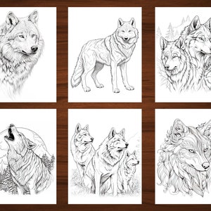 20 Printable Wolf Patterns/coloring Book Pages, Leather Carving ...