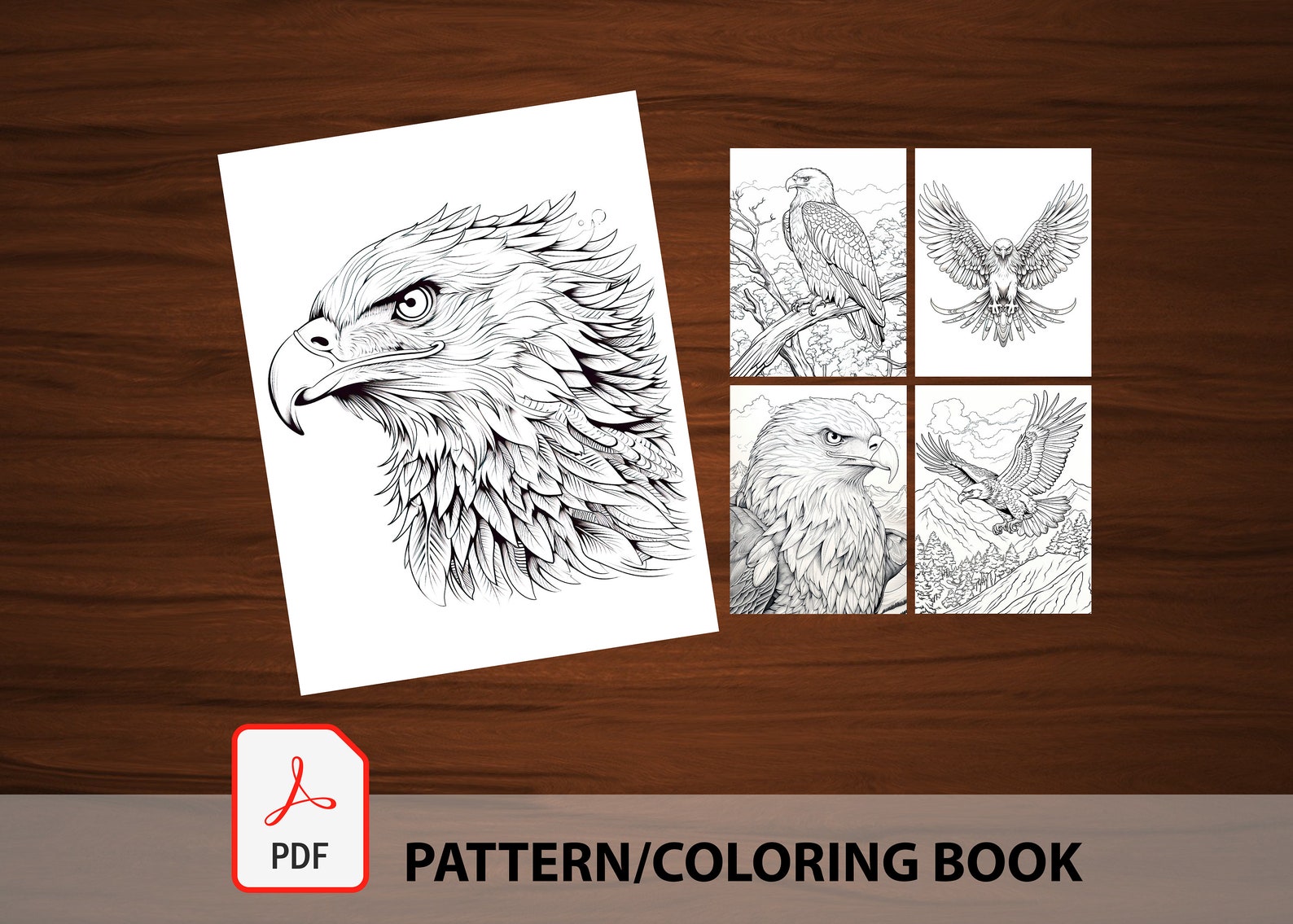 20 Printable Bald Eagle Patterns/coloring Book Pages, Leather Carving ...