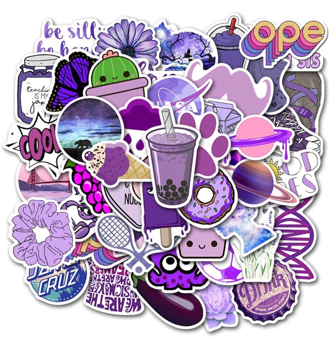 Cute PURPLE VSCO Stickers Pack Random Stickers Waterproof - Etsy