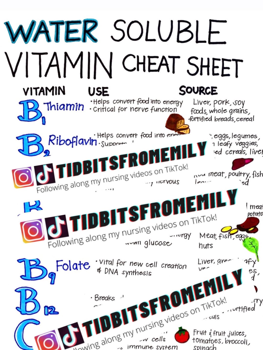 Water and Fat Soluble Vitamins Cheat Sheet - Etsy