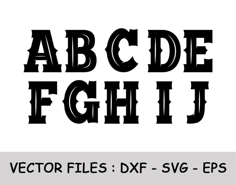 Silueta de corte alfabético, DXF, SVG, letra única, paquete A-Z, PUA1 ...
