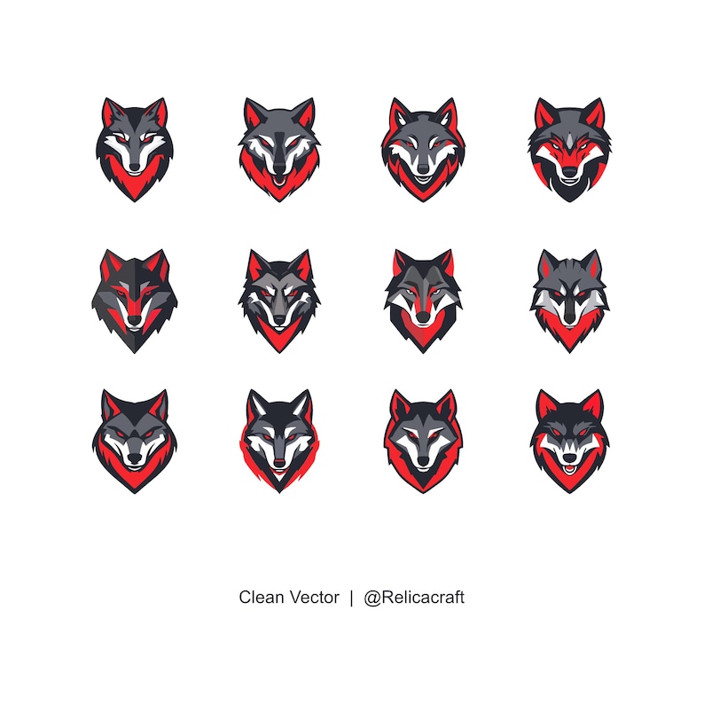 Wolf Logo Bundle - Red & Black Gaming Mascot - Esports Team Logo ...