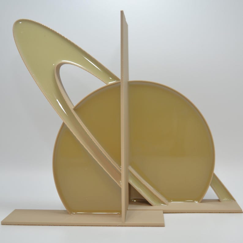 Yellow Saturn Bookends: 3D Printed Galaxy Bookshelf Decor - Etsy
