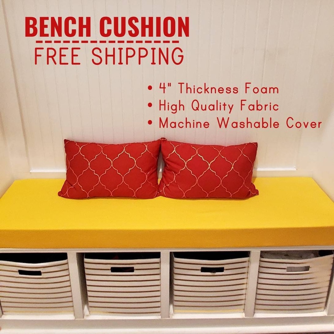 4 Thick Custom Bench Cushion, Window Seat Cushion With Zipper Sunbrella ...