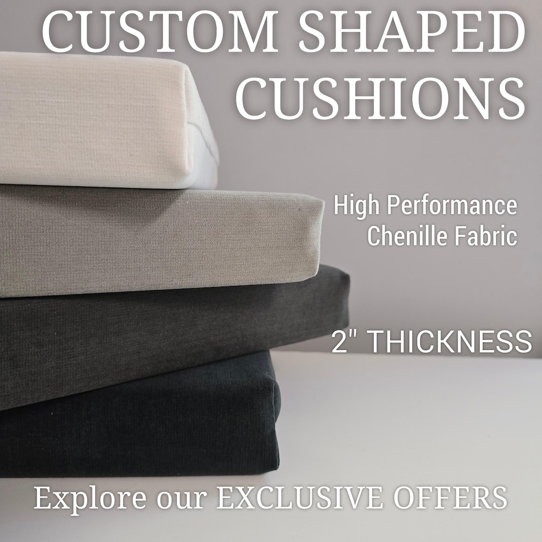 Custom Window Seat Cushion for Bay Window – 2" Thick Indoor Bench Cushion With Zippered Cover ...