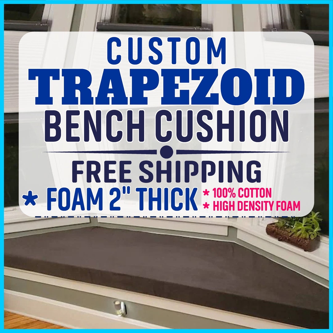 Custom Trapezoid Bay Window Seat Cushion With Zipper 2 Thick 100% ...