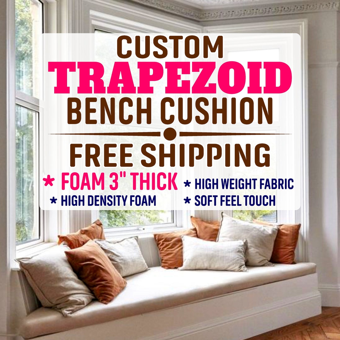 3 Thick Custom Trapezoid Bay Window Seat Cushion With Zipper With ...