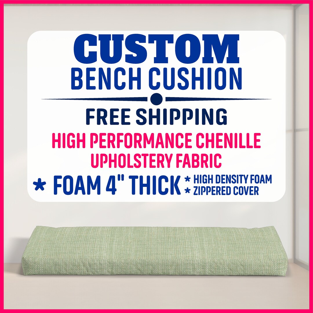 Custom Bench Seat Cushion With Zipper ( 4" Thick ) - Window Seat Cushion With With Crypton ...