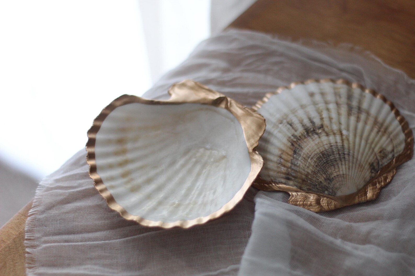 Gold Leaf Seashell Dish, Jewelry Holder, Ocean Accent Tray, Beachy Home ...