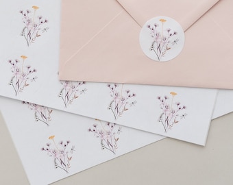 Wildflower Sticker Mix, 48 Stickers, Wedding Envelope Sticker, Round ...
