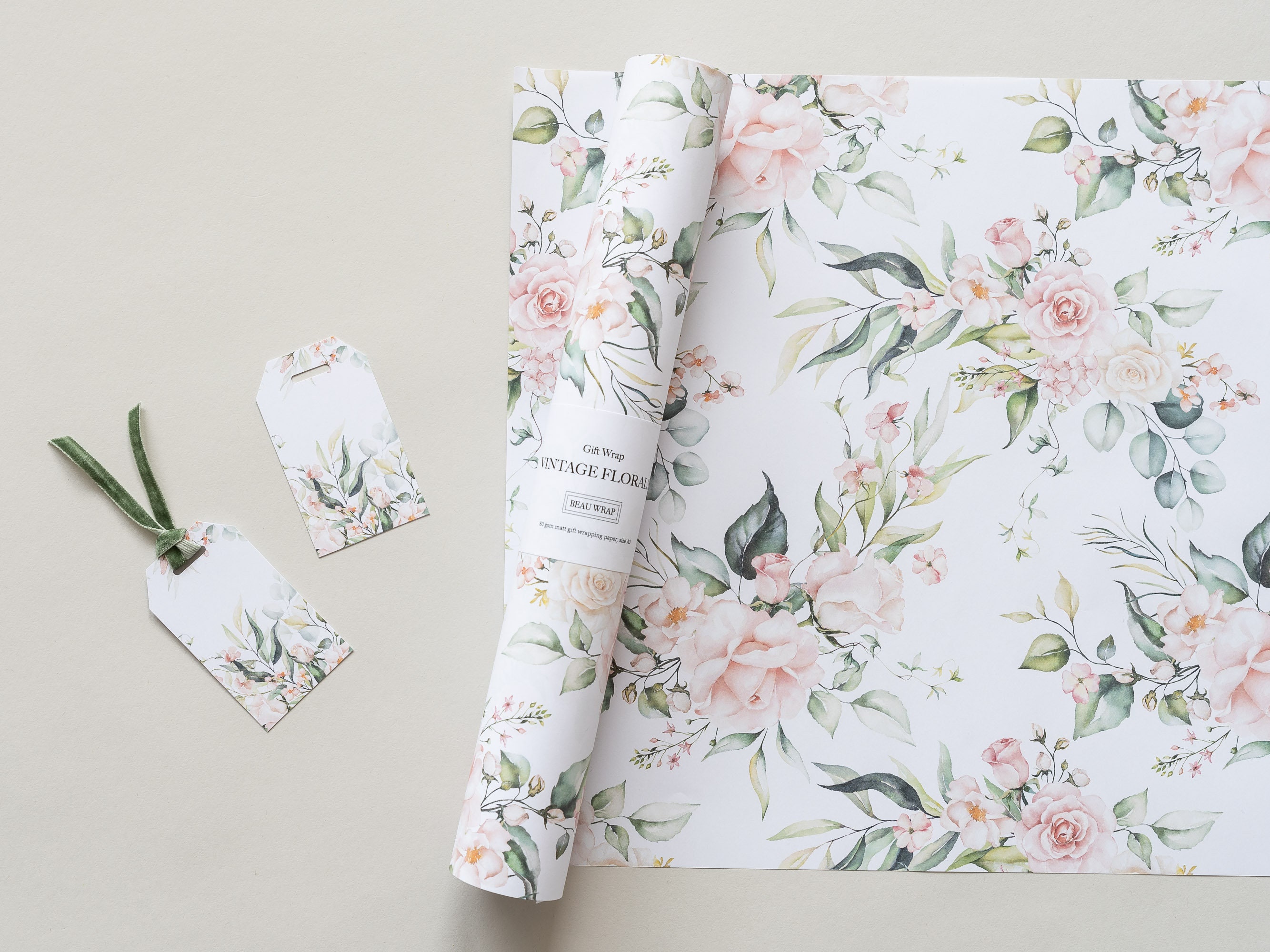 Vintage Flower Gift Wrapping Paper Botanical Leaf Pattern | Etsy