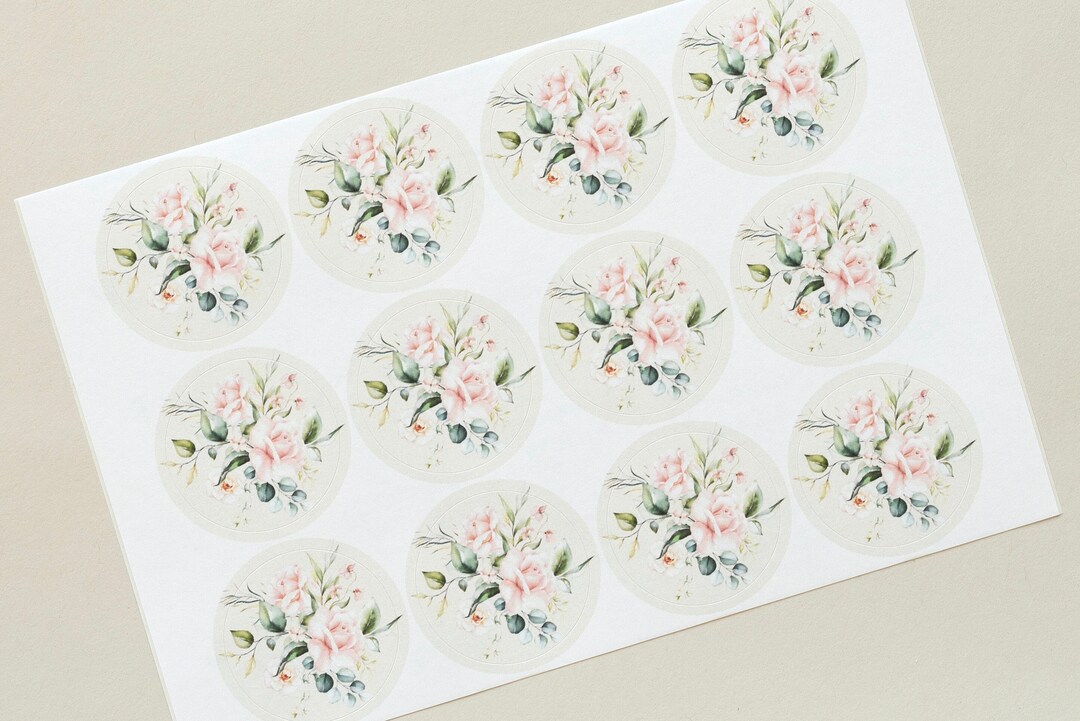 Floral Stickers, 48 Stickers, Wedding Envelope Stickers, Invitation ...