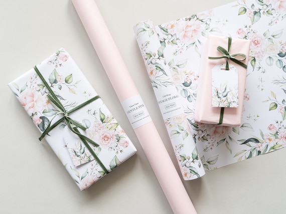 SET of Vintage Flower Gift Wrapping Paper Vintage | Etsy